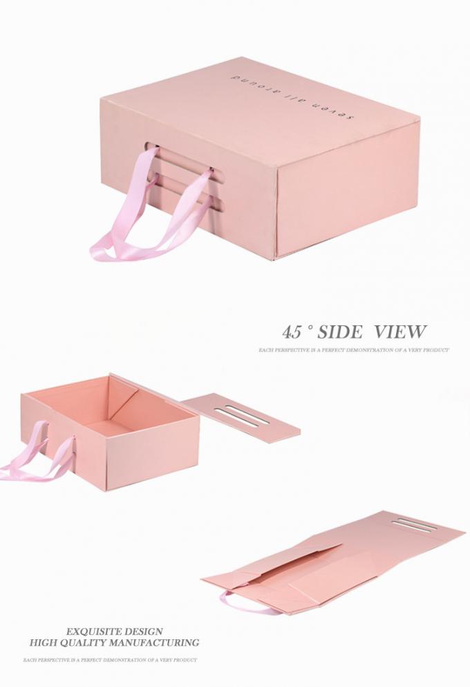 Foldable Pink Magnetic Closure Gift Box With Ribbon Handle Premium ... Foldable Pink Magnetic Closure Gift Box With Ribbon Handle Premium ...