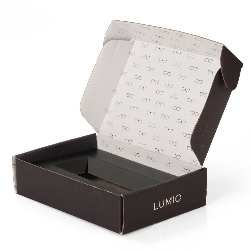 Custom Size Corrugated Mailer Boxes Black Color Apparel Gift Boxes